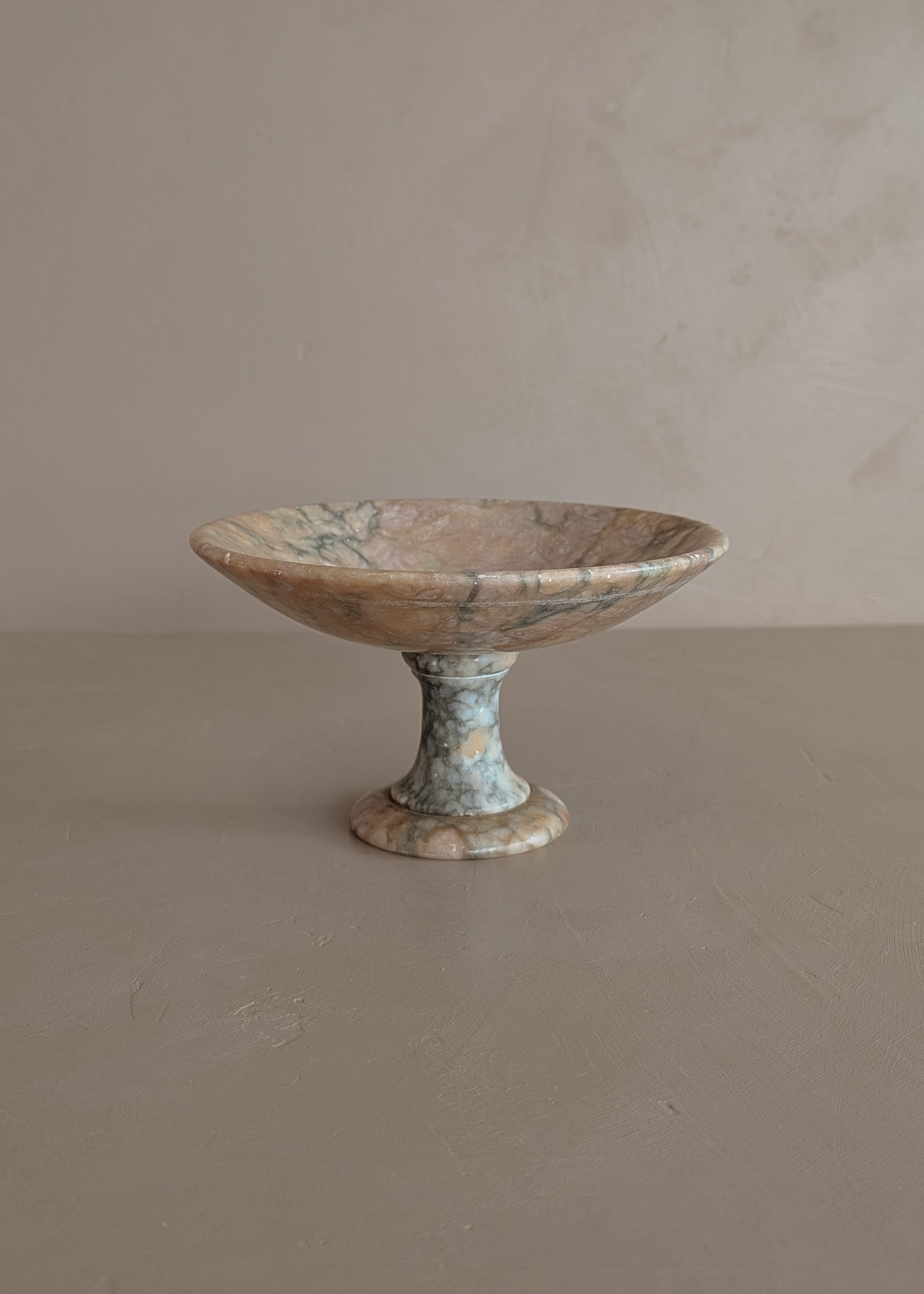 Petite Vintage Italian Alabaster Compote Pedestal Dish with Unique Col ...